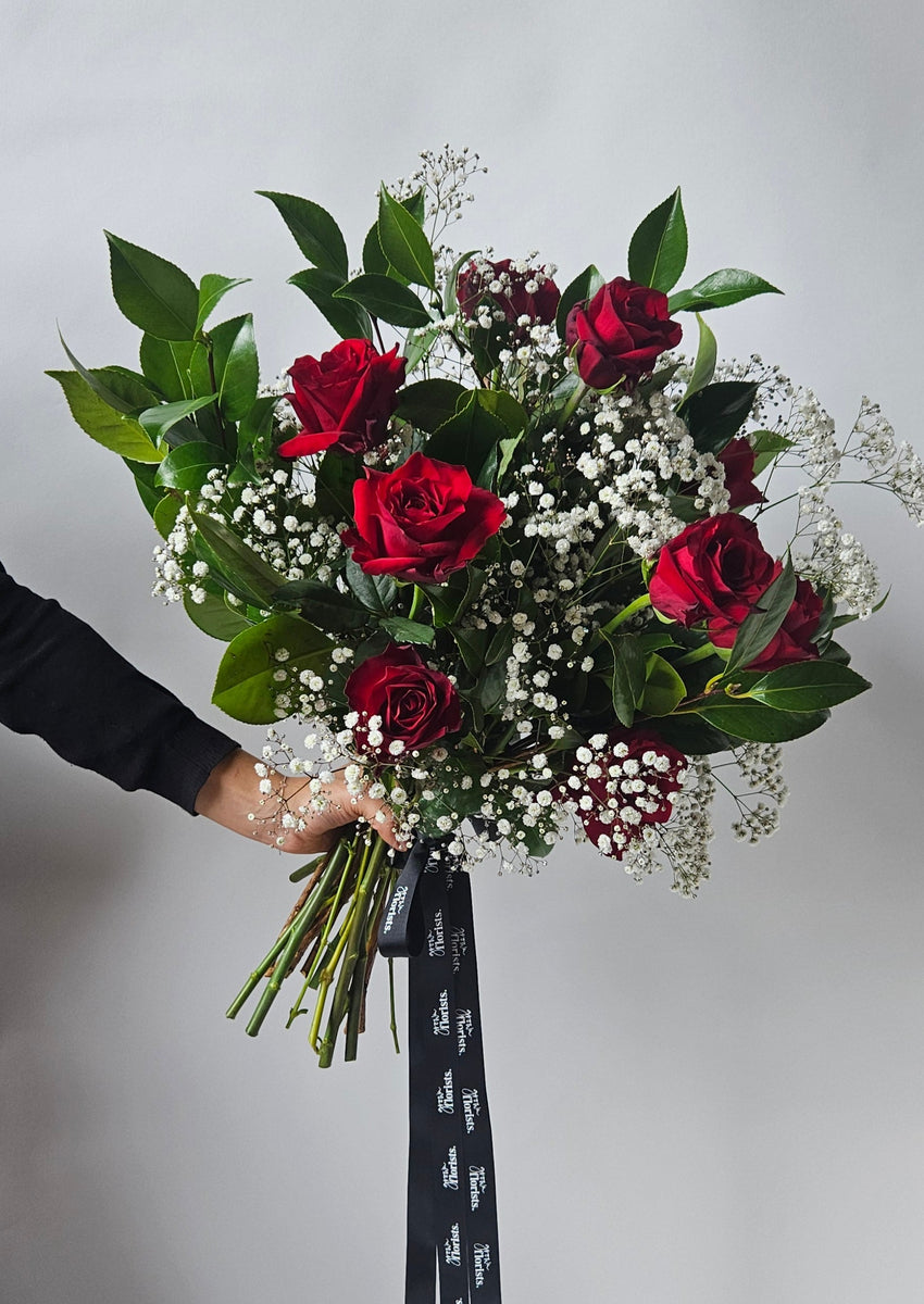 The classic red rose & gyp bouquet – Grown Florists